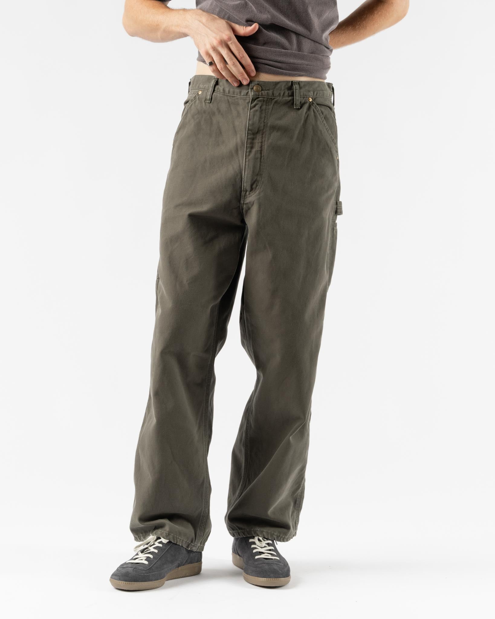 orSlow Dad's Fit Painter Pants in Army Green Curated at Jake and Jones