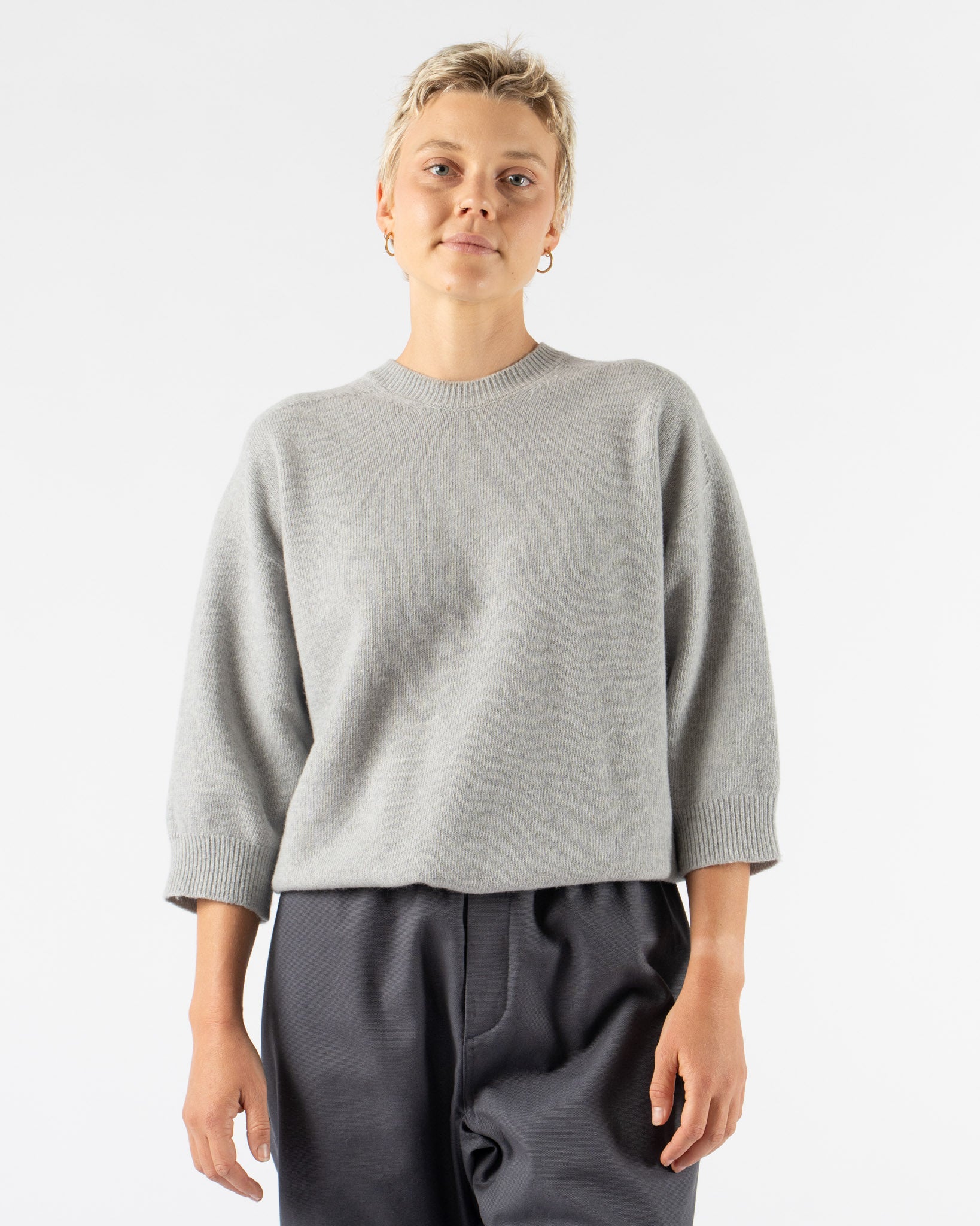 Sofie D'Hoore Mouse Crew Neck in Light Grey Melange Curated at Jake and Jones