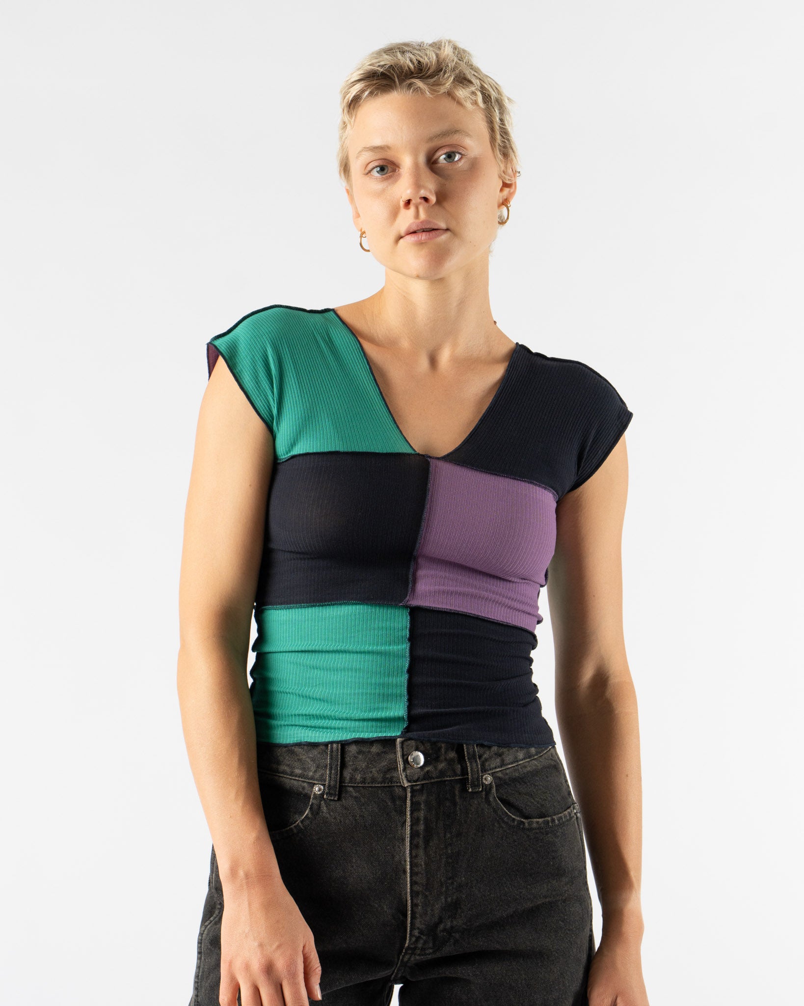 Baserange Teak Tank in Green/Navy/Purple Curated at Jake and Jones