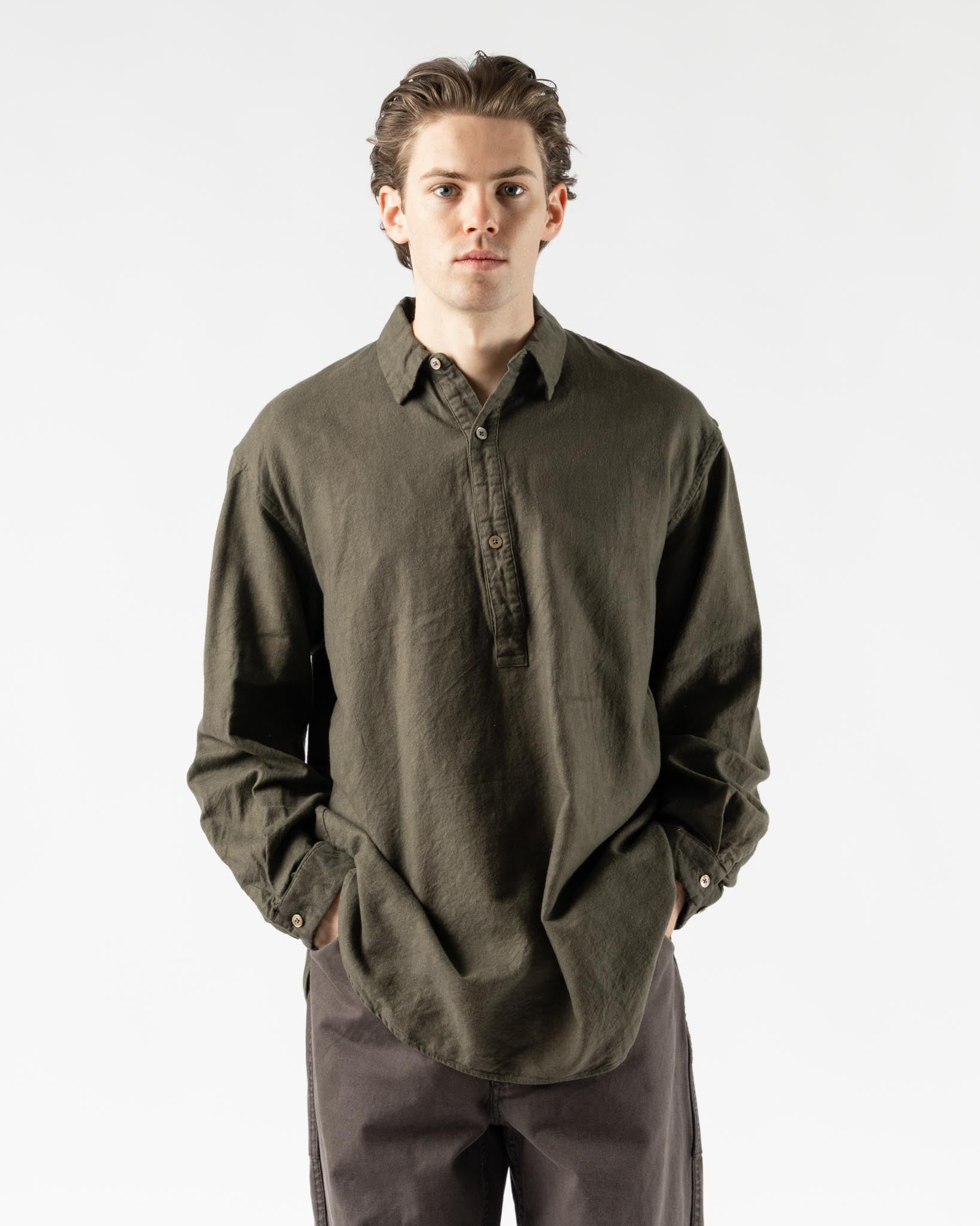 Pilgrim Surf + Supply McCarthy Popover Shirt in Olive Curated at Jake ...