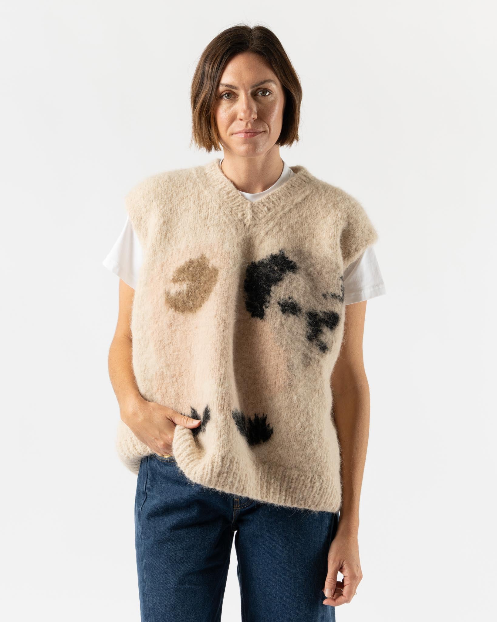 Wild Animals Pug Goats Beige Vest Curated at Jake and Jones