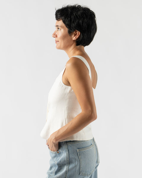 Alex Mill Luna Vest in Linen Off White Curated at Jake and Jones