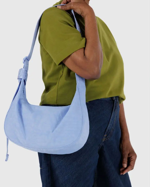 Baggu Medium Nylon Crescent Bag in French Blue Curated at Jake and Jones