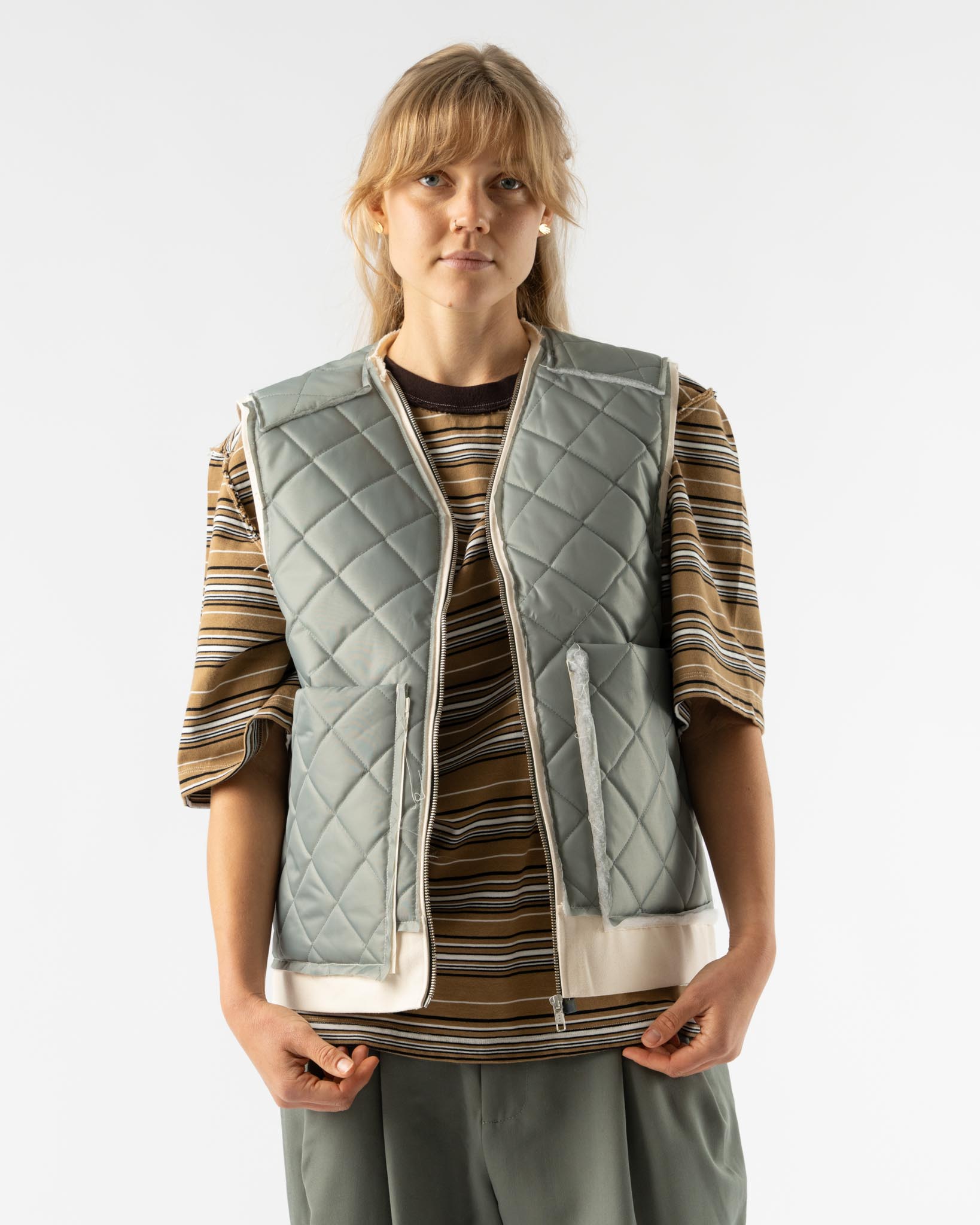 Camiel Fortgens Research Zip Vest in Sage Curated at Jake and Jones