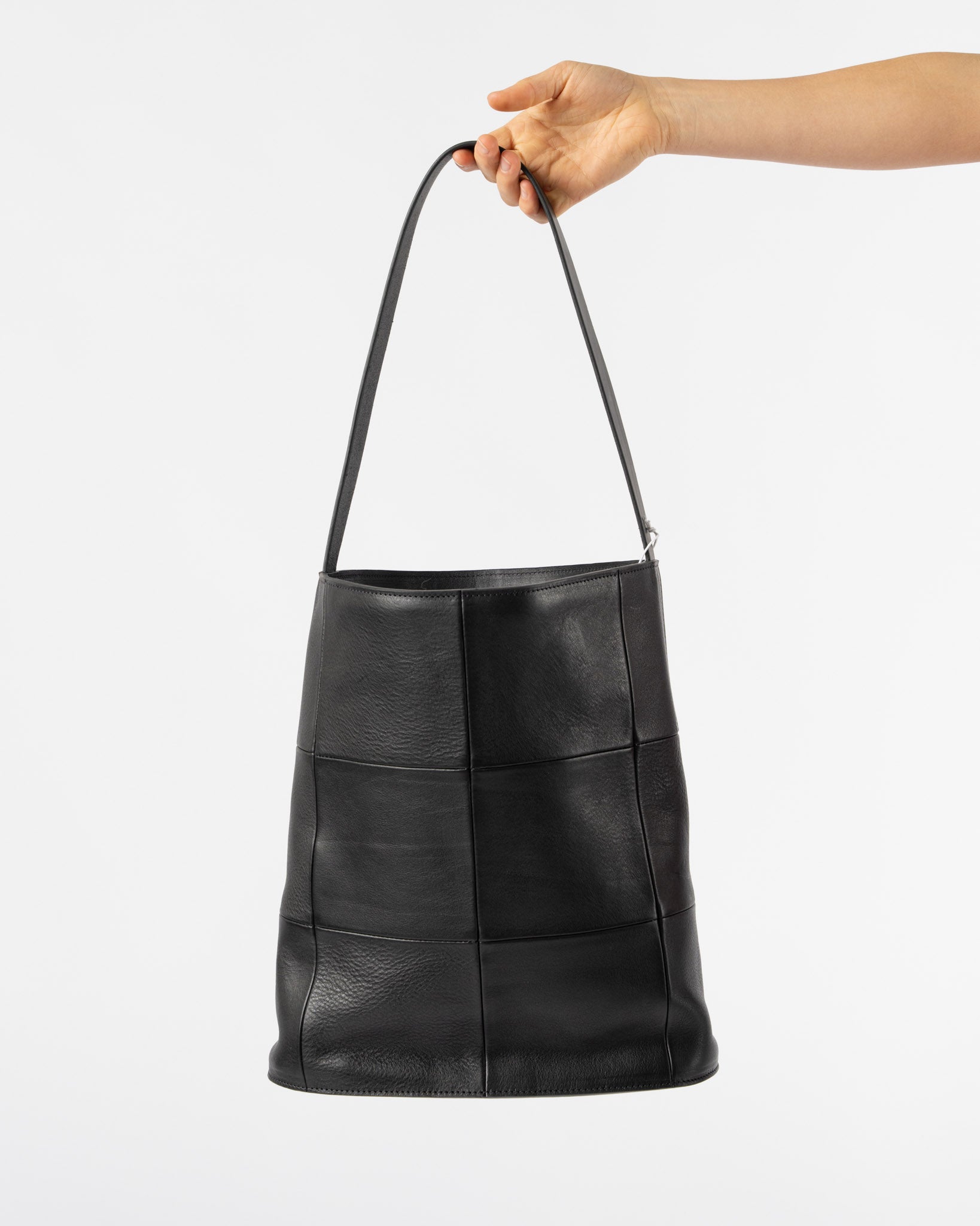 Cawley Patchwork Leather Tote in Black Curated at Jake and Jones