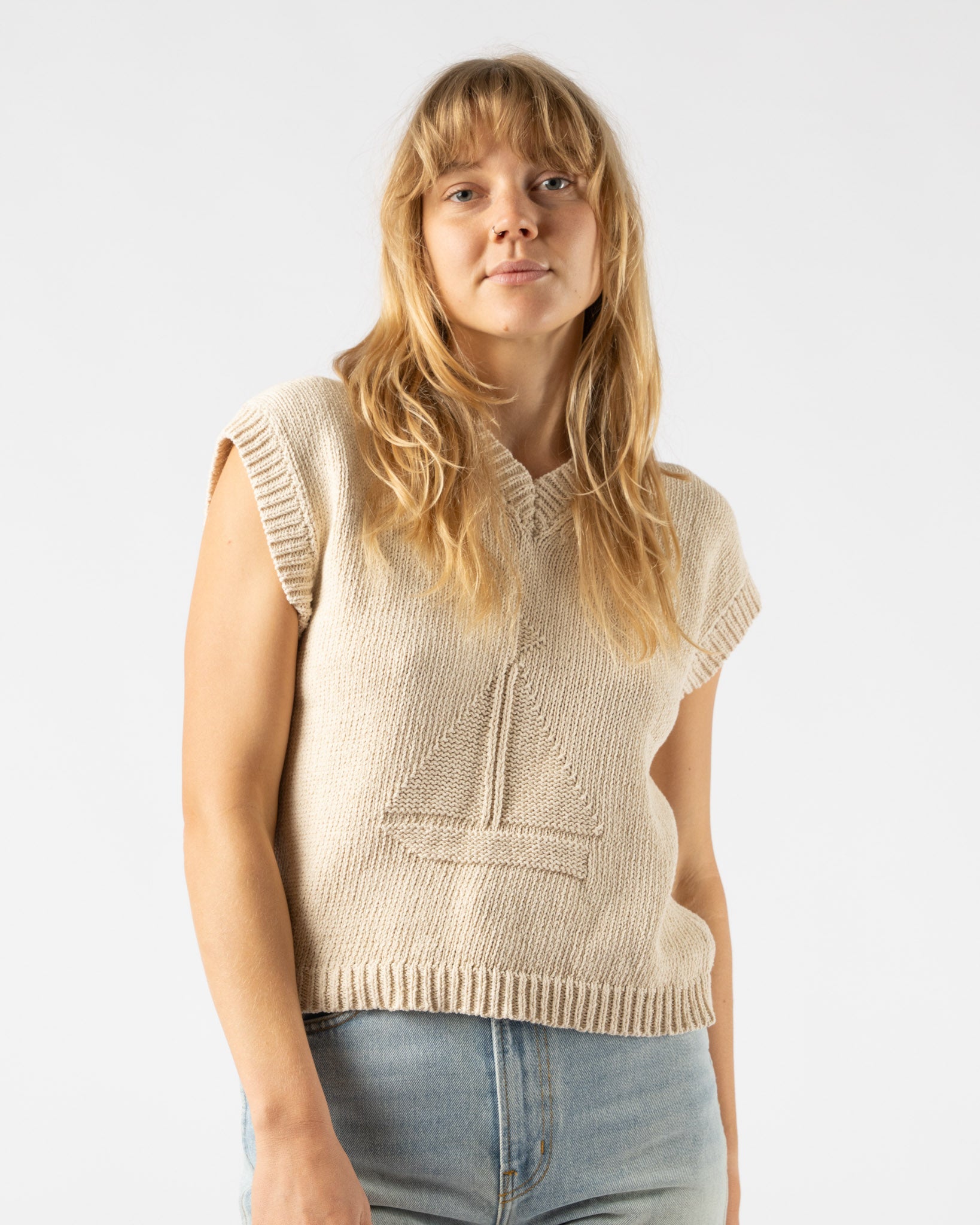 Cawley Boat Vest in Ecru Curated at Jake and Jones