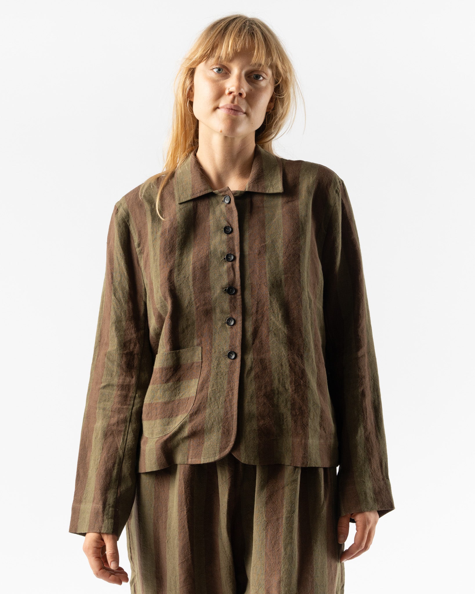 Cawley Irish Linen Lillie Jacket in Forest/Chocolate Curated at Jake ...