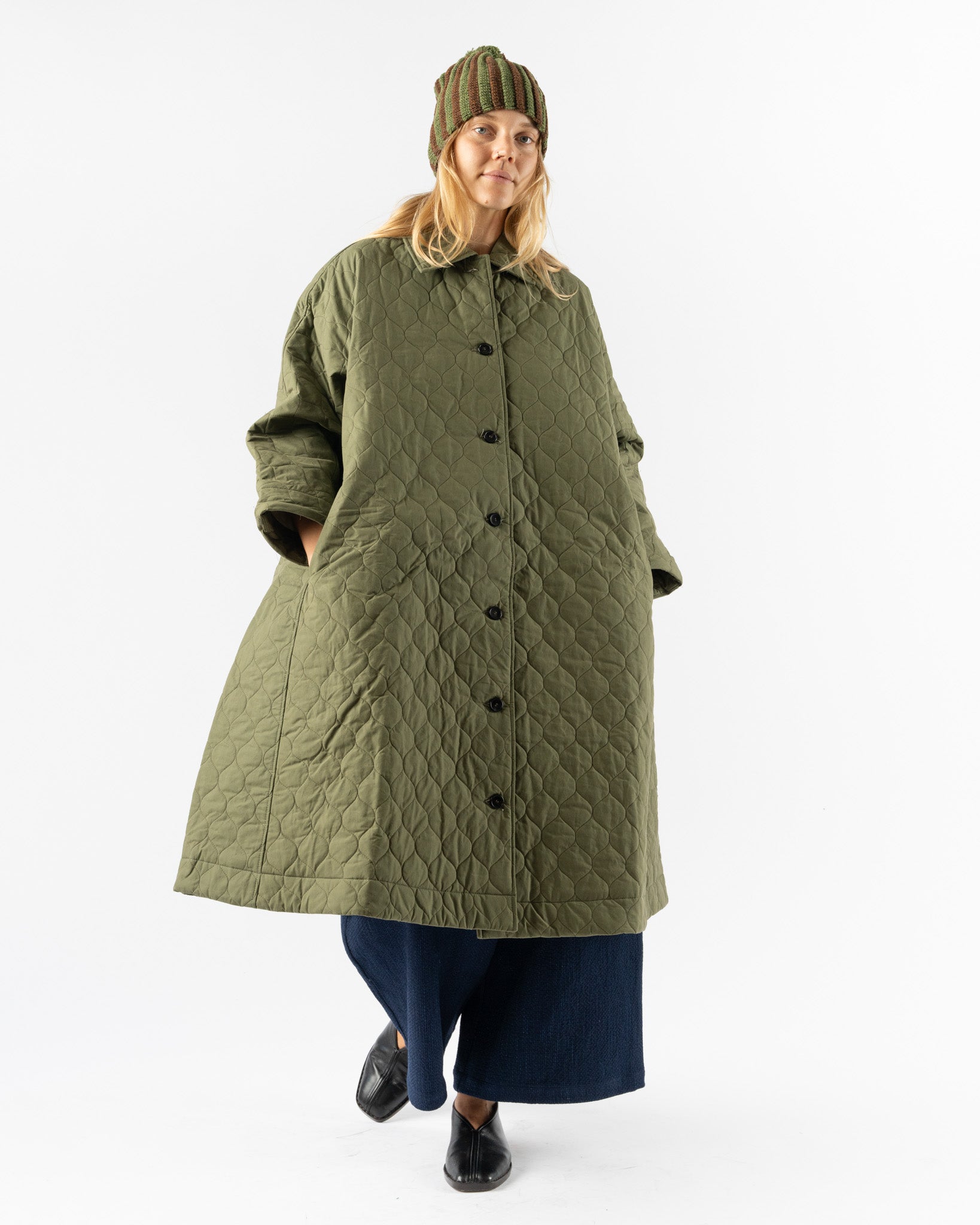 Cawley British Dry Oilskin Roo Coat in Army Curated at Jake and Jones
