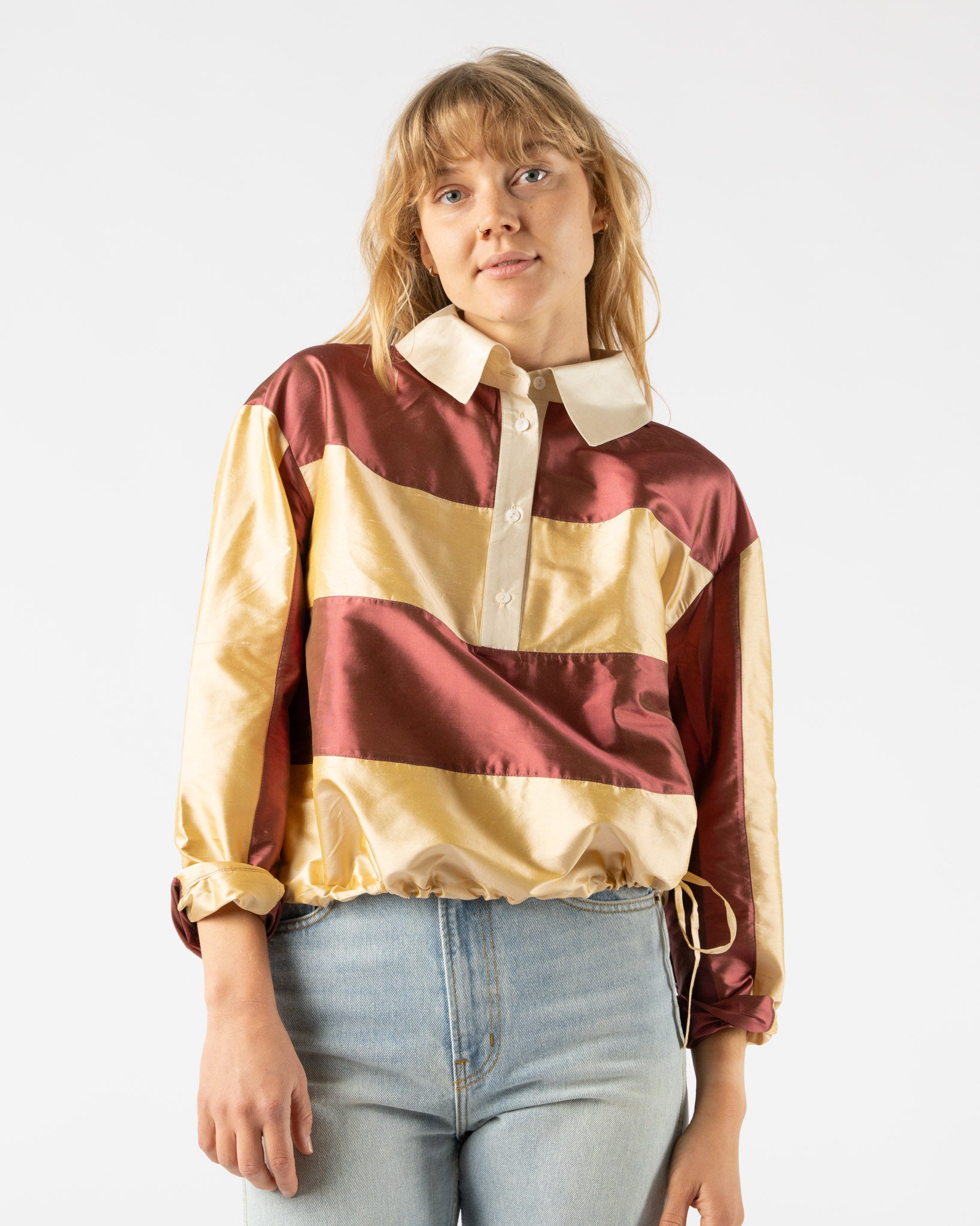 Cawley Rugby Shirt in Rhubarb/Custard/Ivory Curated at Jake and Jones