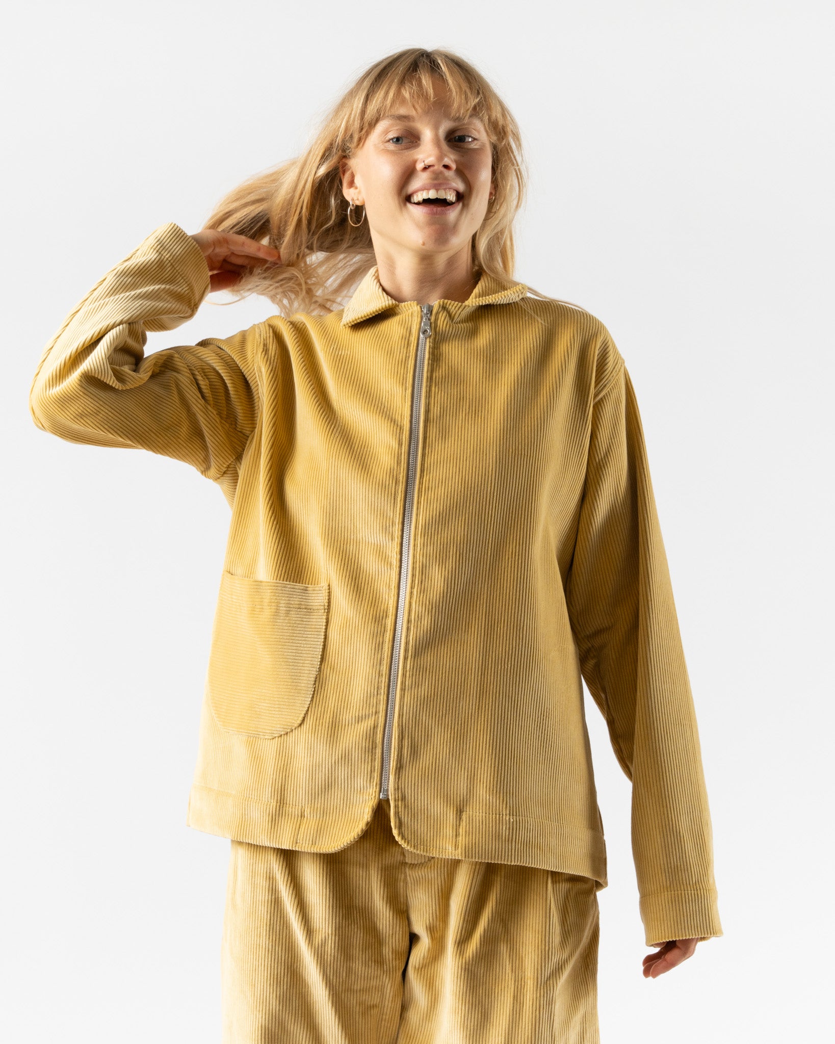 Cawley British Cord Sandy Jacket with Zip in Light Fawn Curated at Jake ...