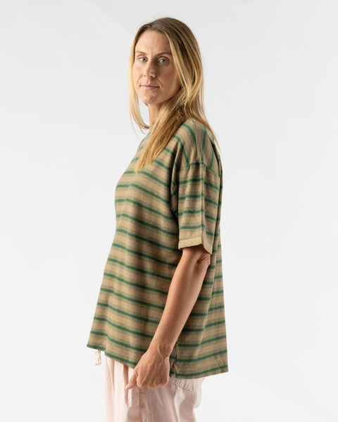 Dr. Collectors Model T Hemp Stripes Shirt in Khaki Curated at Jake and ...
