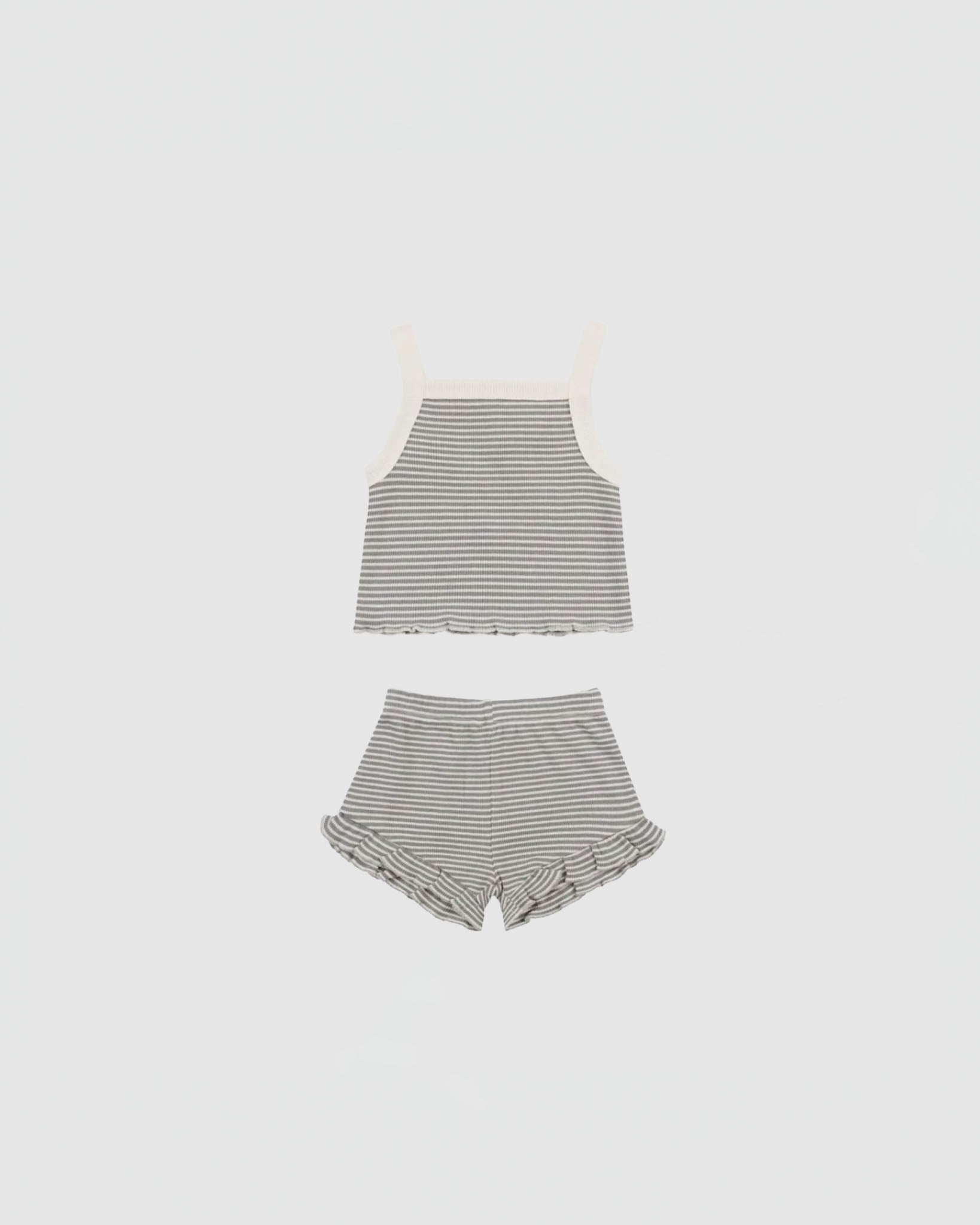 Quincy Mae Evie Tank and Shortie Set in Lagoon Micro Stripe Curated at ...