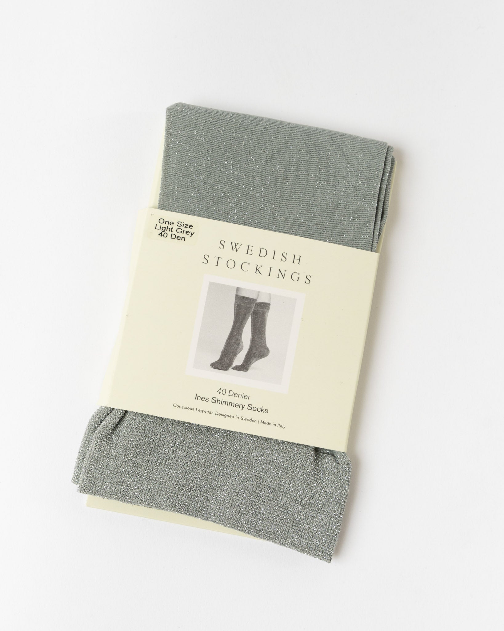 Swedish Stockings Ines Shimmery Socks in Light Grey Curated at Jake and ...