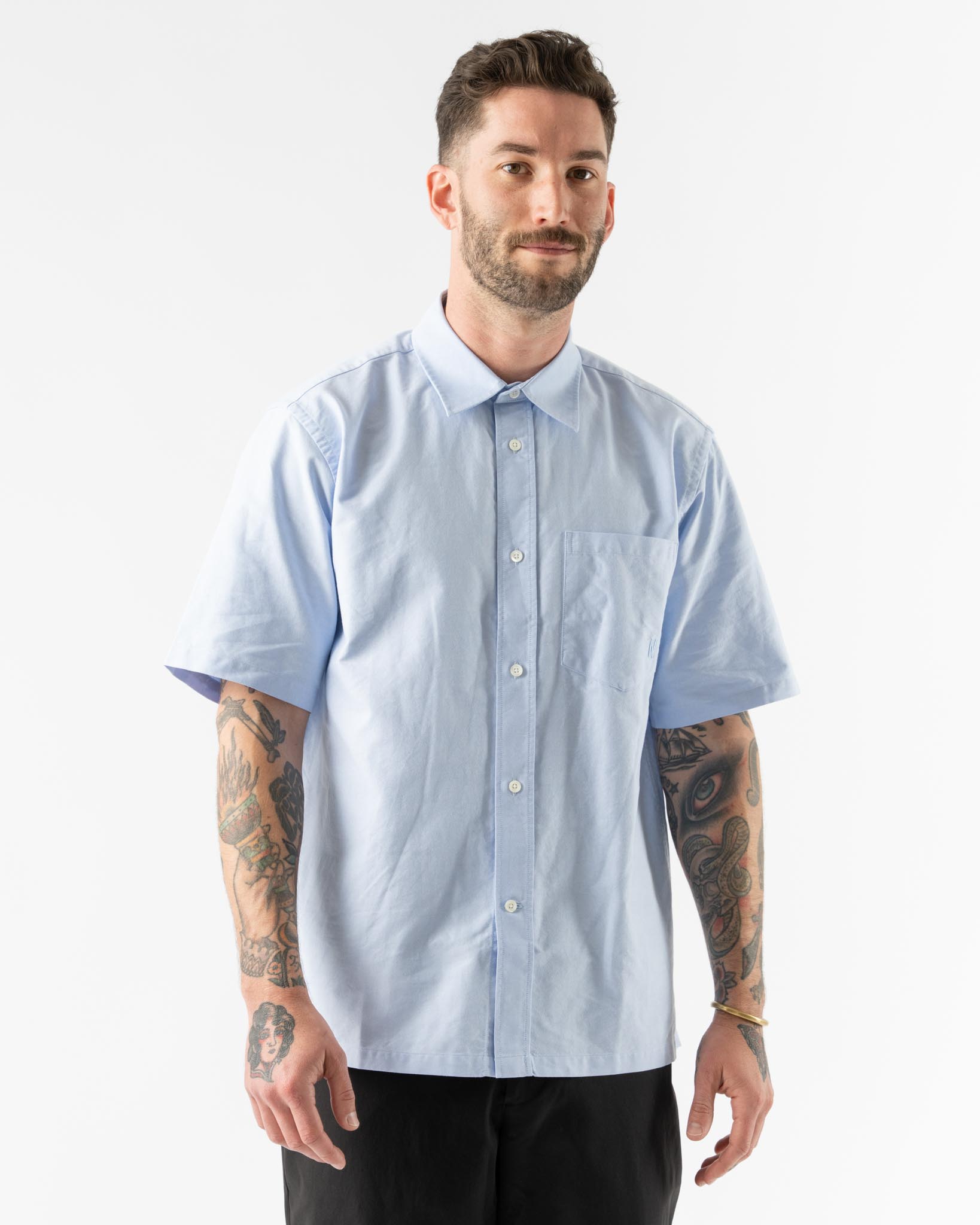 Norse Projects Ivan Oxford Monogram in Pale Blue Curated at Jake and Jones
