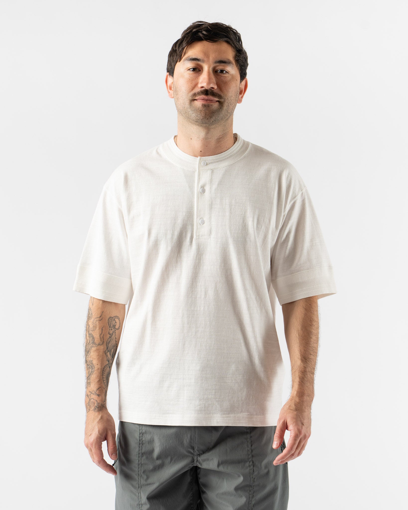 Pilgrim Surf + Supply Donald Henley Shirt in White Curated at Jake and ...