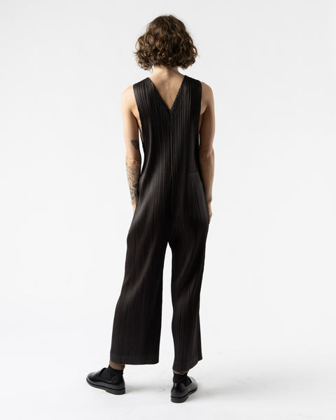 Pleats Please Issey Miyake Jumpsuit in Mocha Curated at Jake and Jones