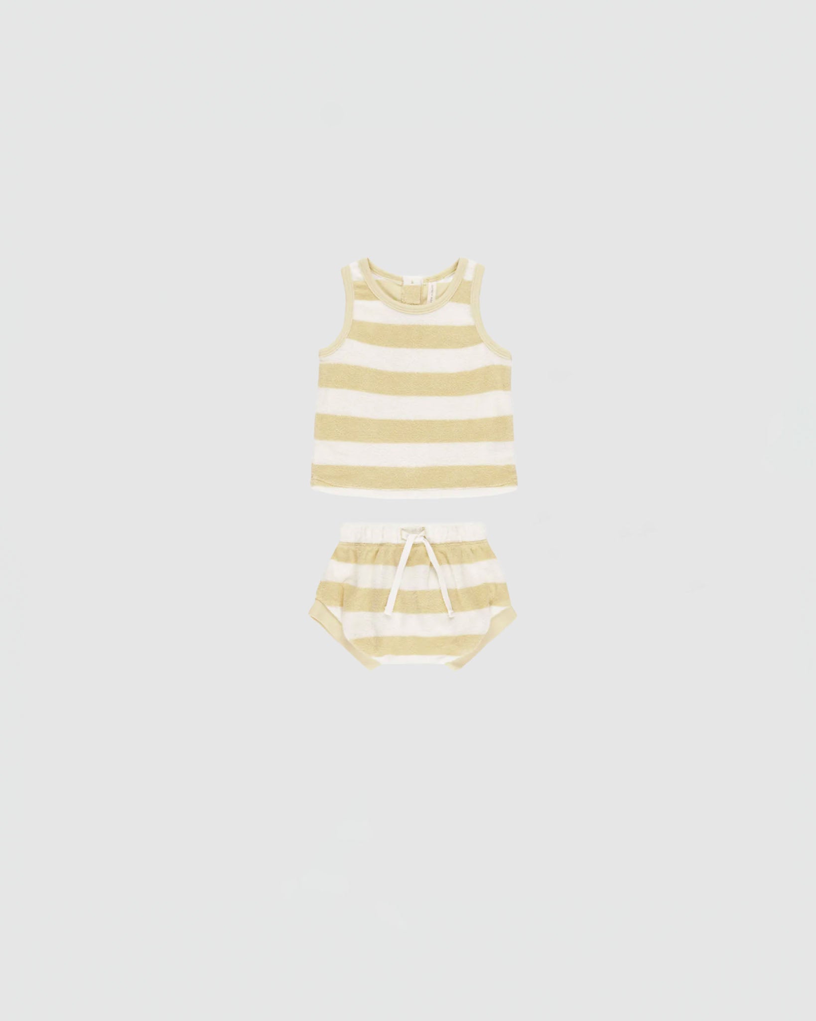 Quincy Mae Terry Tank + Short Set in Yellow Stripe Curated at Jake and ...