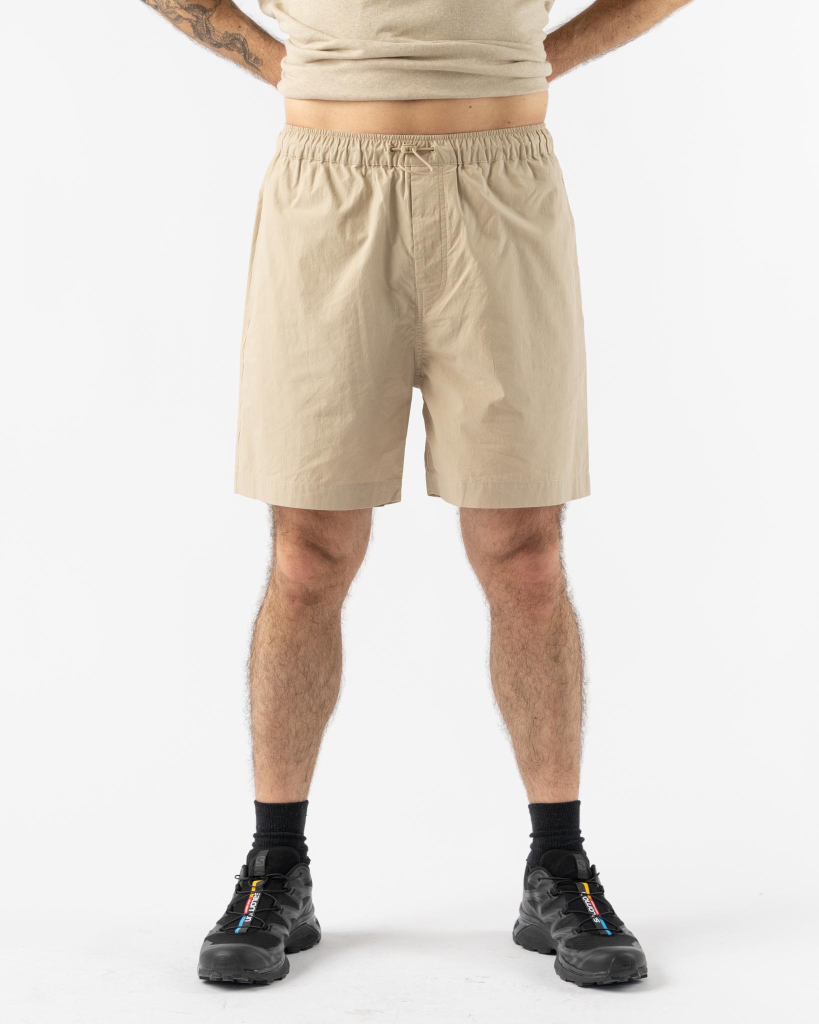 Satta Slack Shorts in Light Stone Curated at Jake and Jones