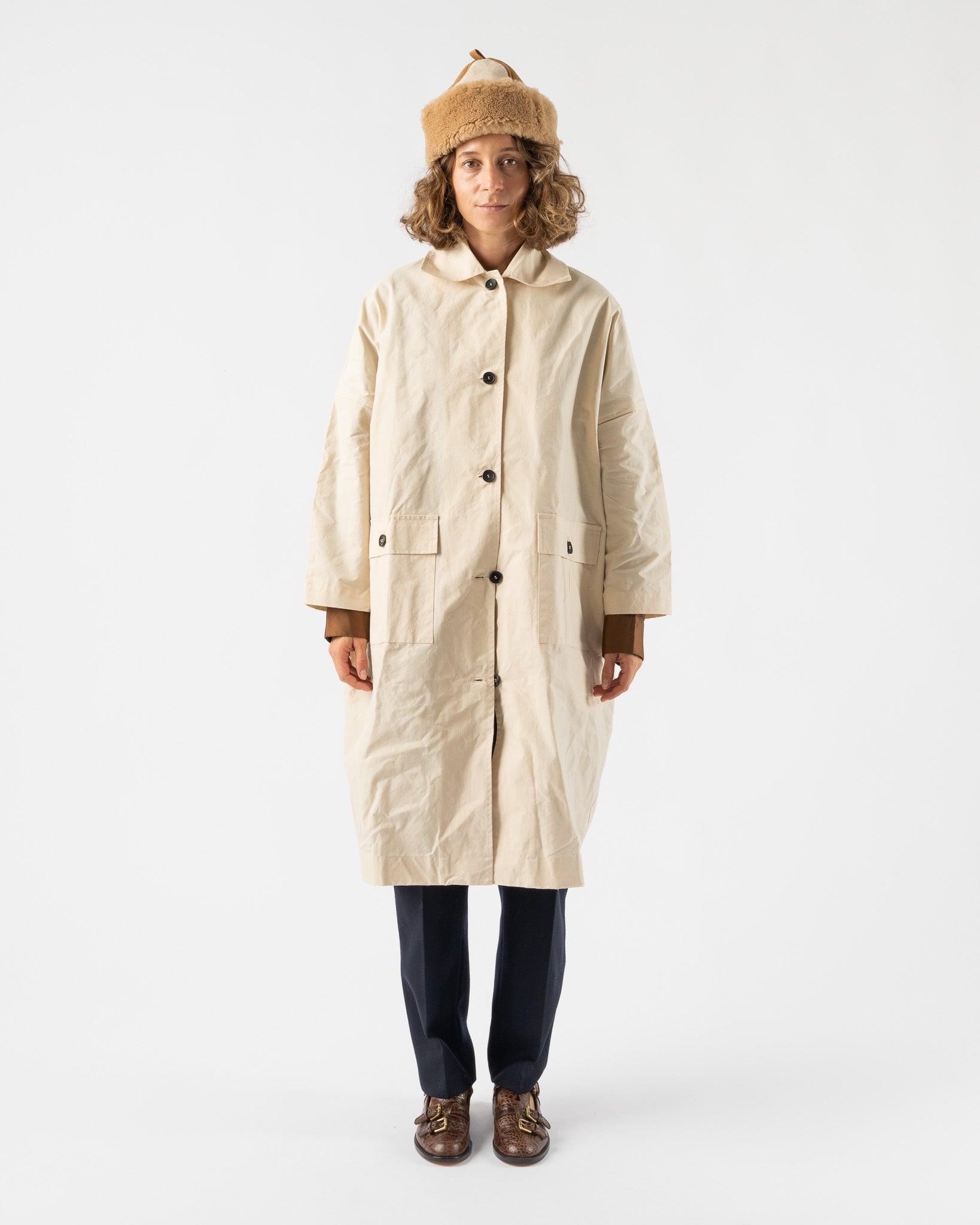 Cawley British Dry Oilskin Frankie Mac in Ecru Curated at Jake and Jones