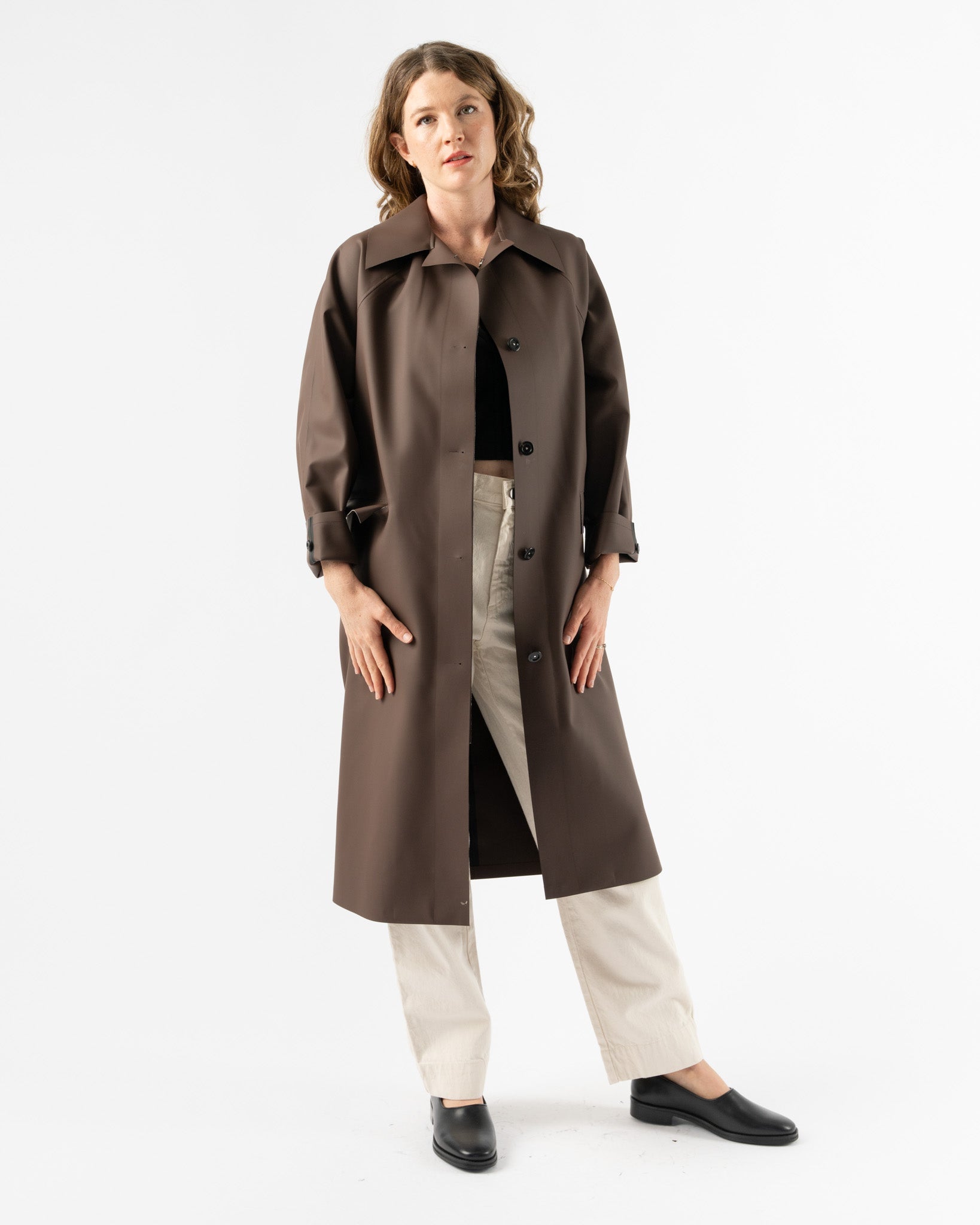 KASSL Original Below Rubber Coat in Dark Brown Curated at Jake and Jones